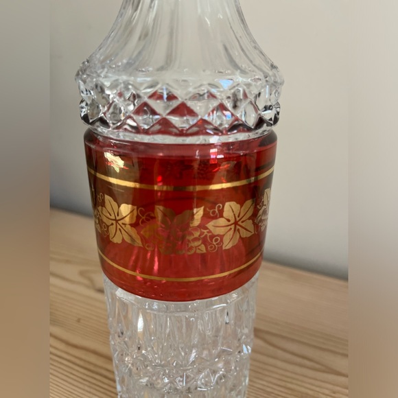 Dining | Vintage Ruby Red Glass Decanter Wgold Overlay Enameled Flowers ...